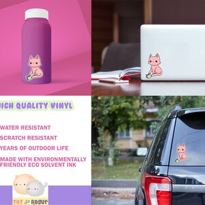 Cat Knocks Over Coffee Vinyl Sticker Glossy Vinyl - Etsy