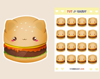 Cat Burger Sticker - Etsy