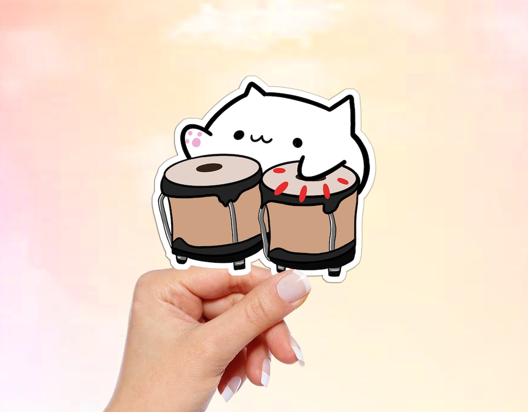Bongo Cat Meme Vinyl Sticker, Meme Stickers, Water Bottle Stickers ...