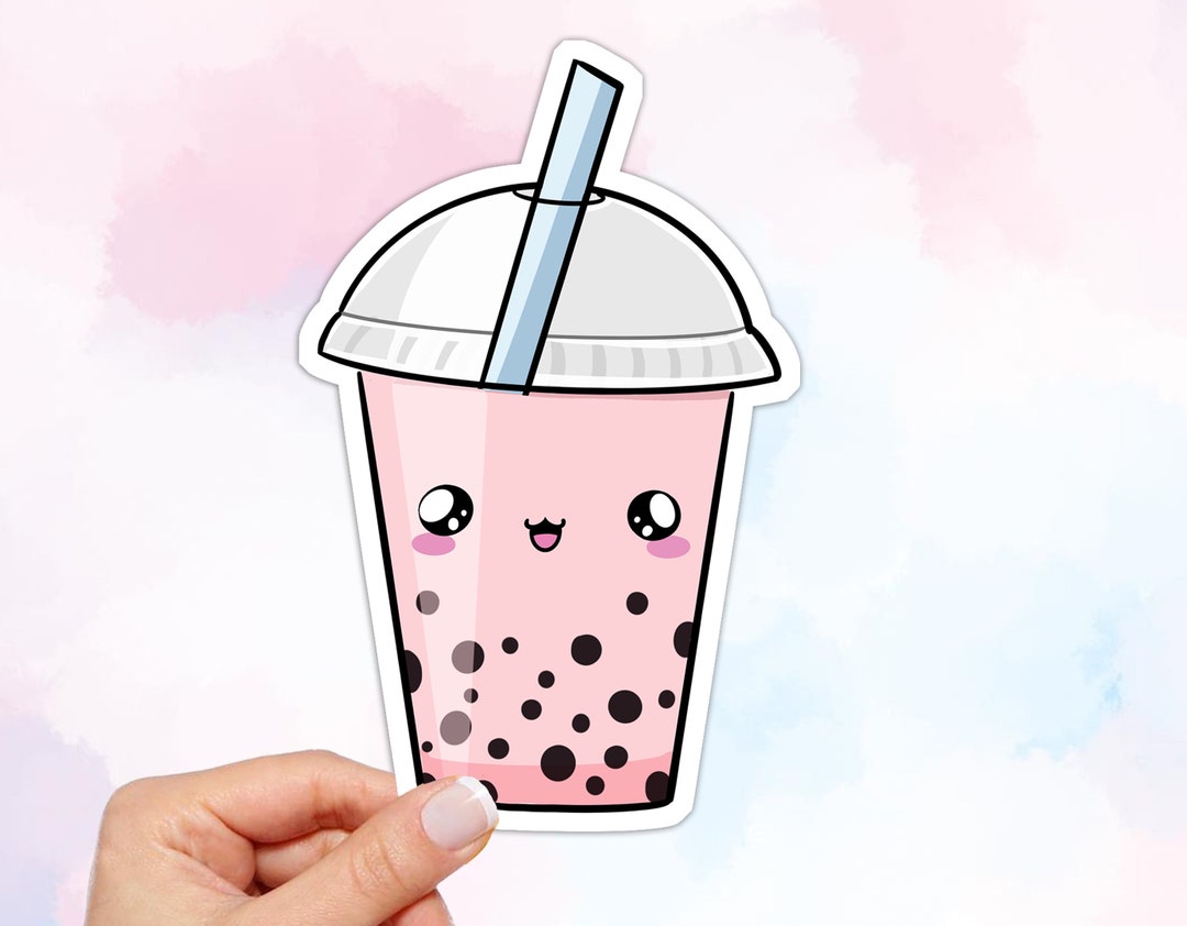Kawaii Boba Tea Vinyl Sticker: Waterproof Laptop Decal - Etsy