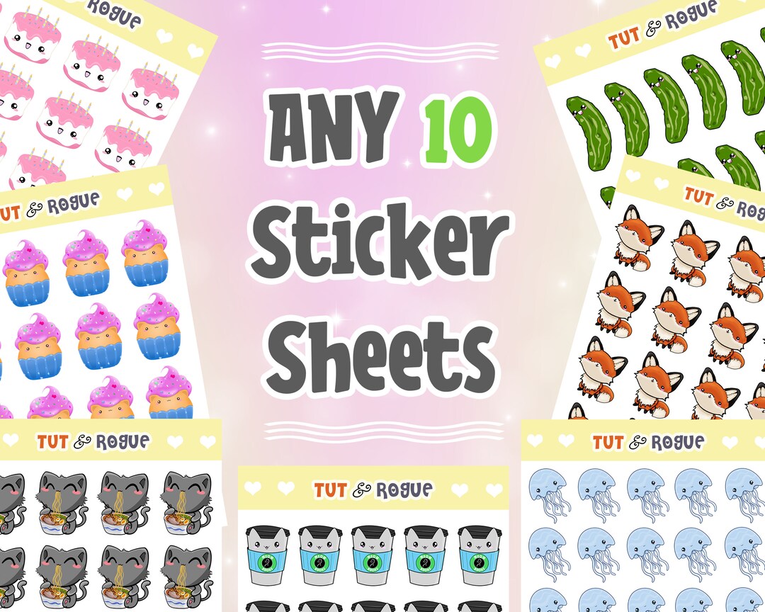 Sticker Pack, Pick 10 Sticker Sheets - Etsy