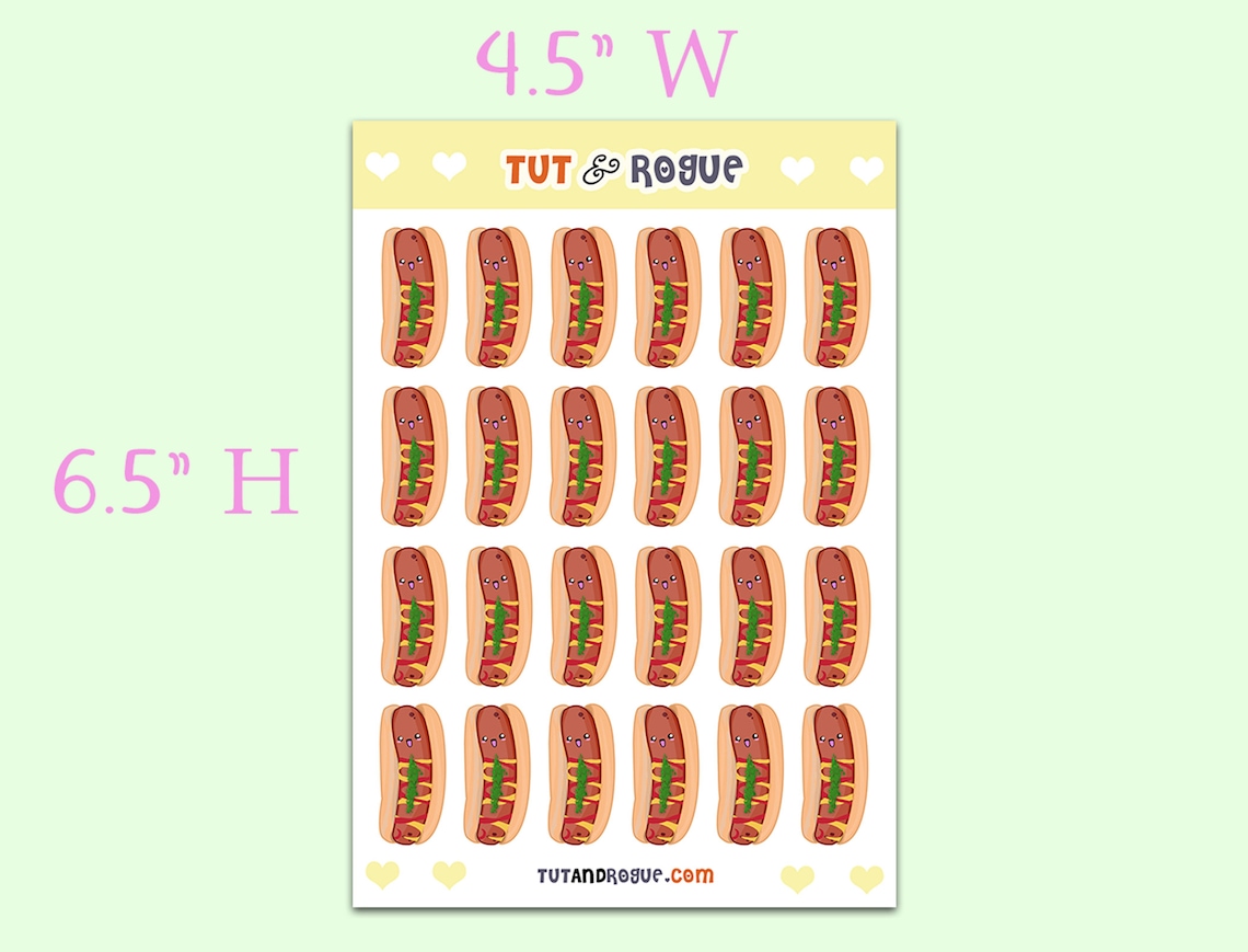 Hot Dog Sticker Sheet - Etsy