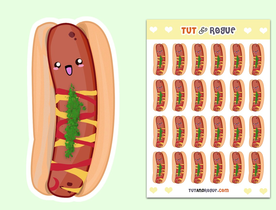 Hot dog Sticker Sheet | Etsy