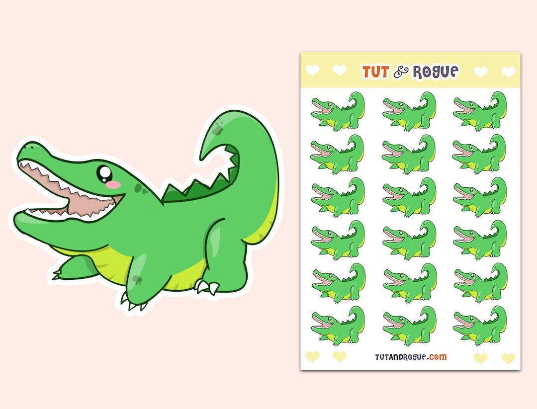 Alligator Sticker Sheet, Cute Alligator Stickers, Sticker Sheets - Etsy