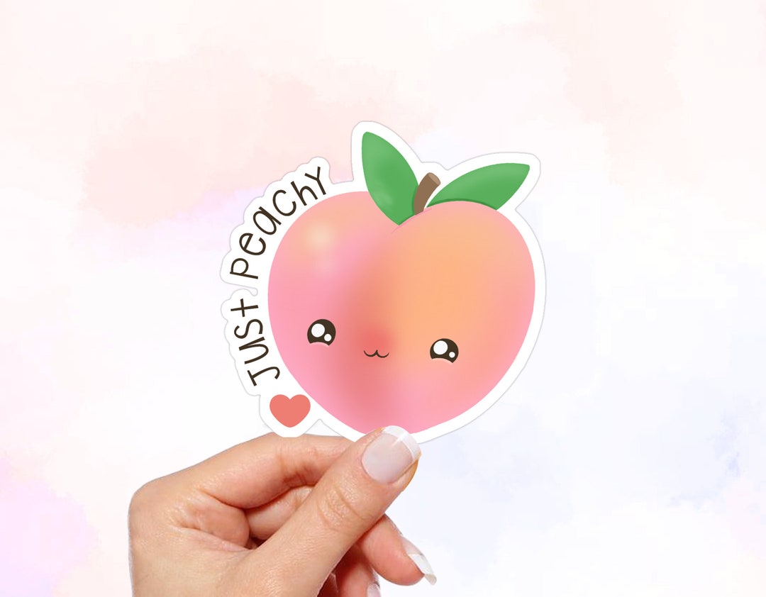 Peach Vinyl Sticker, Just Peachy, Waterproof Sticker, Water Bottle ...