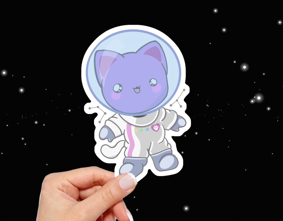 Space Cat Vinyl Sticker: Waterproof Kawaii Astronaut Decal - Etsy