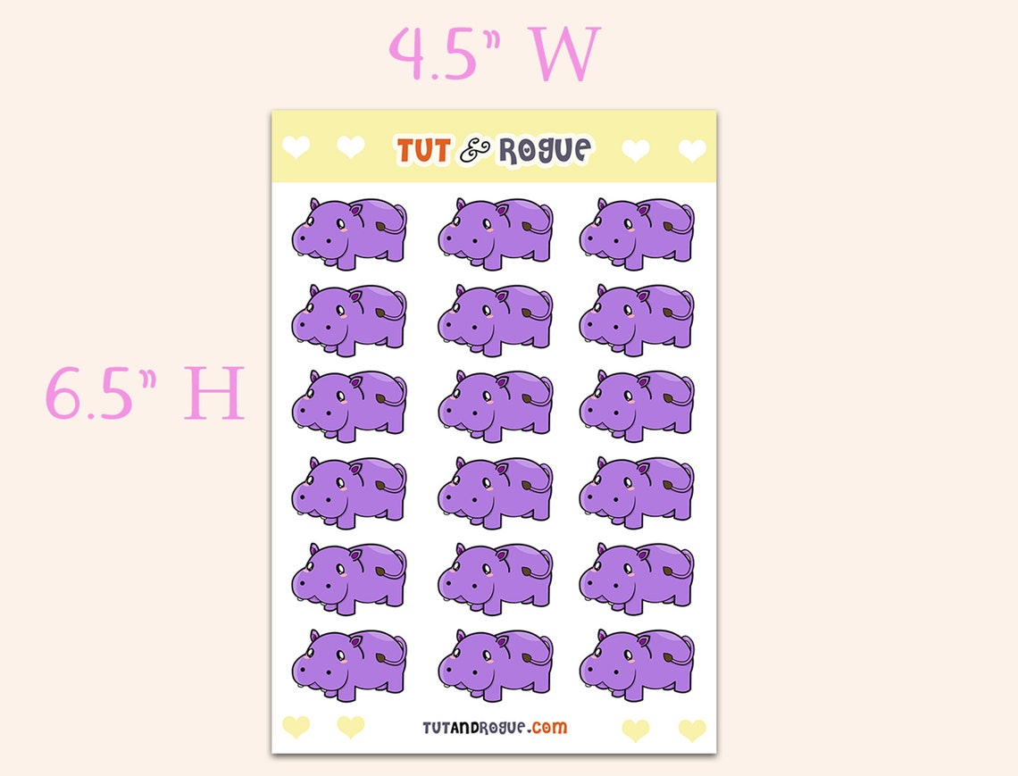 Hippo Sticker Sheet - Etsy