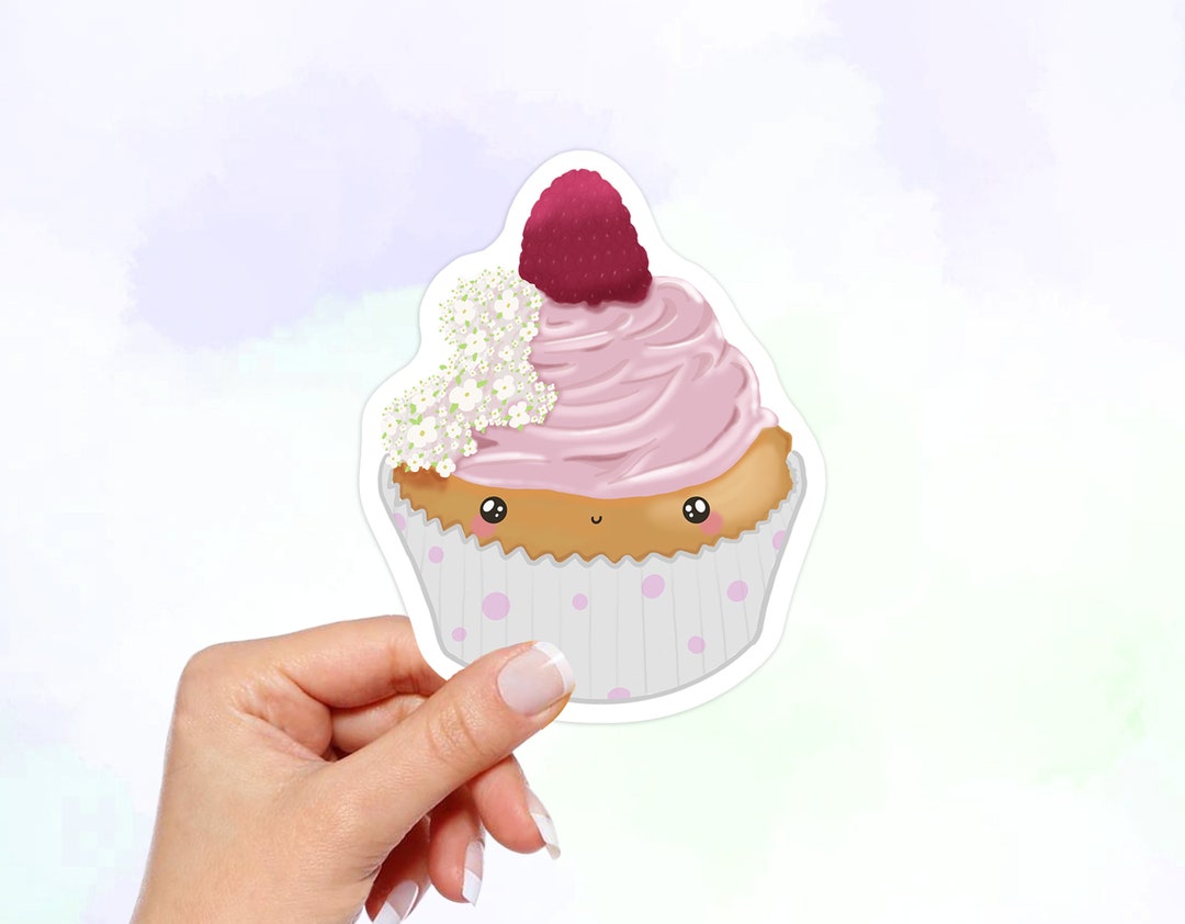 Raspberry Cupcake Vinyl Sticker: Waterproof Laptop Decal - Etsy