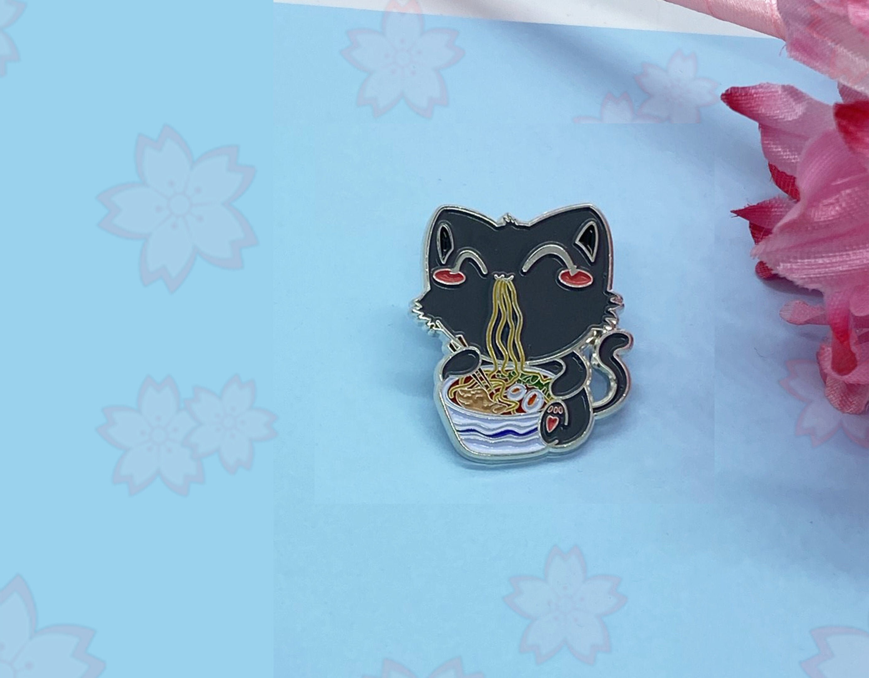 Ramen Noodle Cat Enamel Pin Kawaii Enamel Pin - Etsy