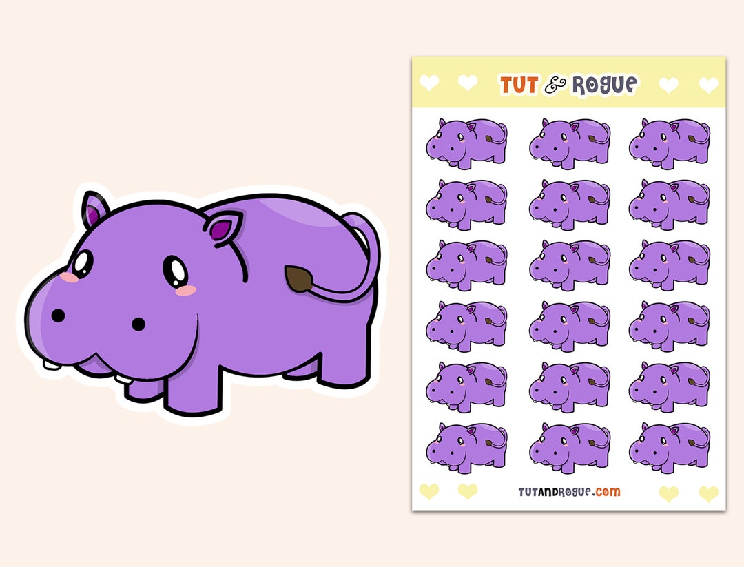 Hippo Sticker Sheet - Etsy