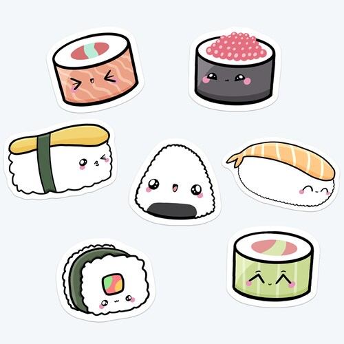 Sushi Sticker Pack Vinyl Stickers Sushi Stickers | Etsy