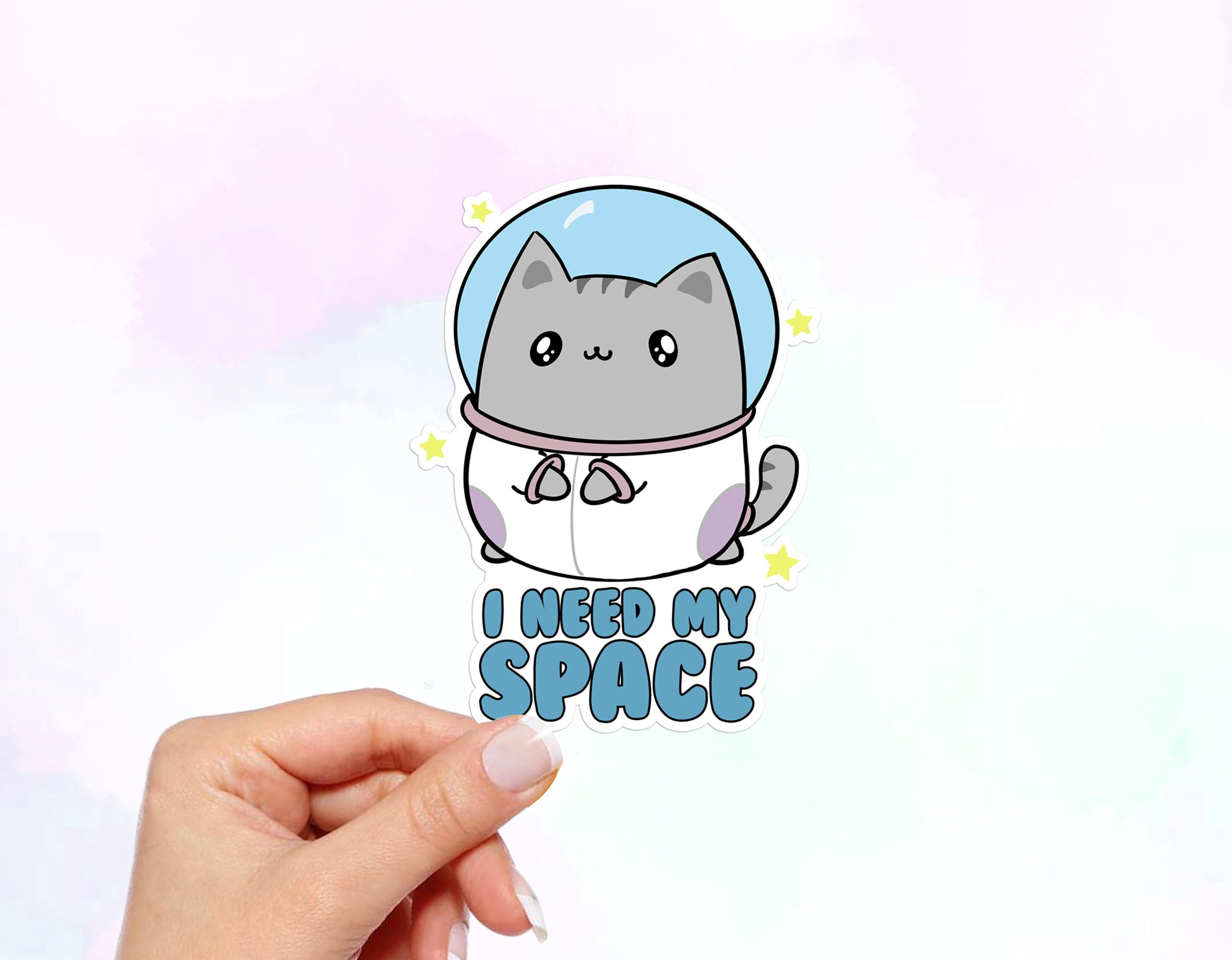 Space Cat Vinyl Sticker I Need My Space Waterproof Sticker - Etsy