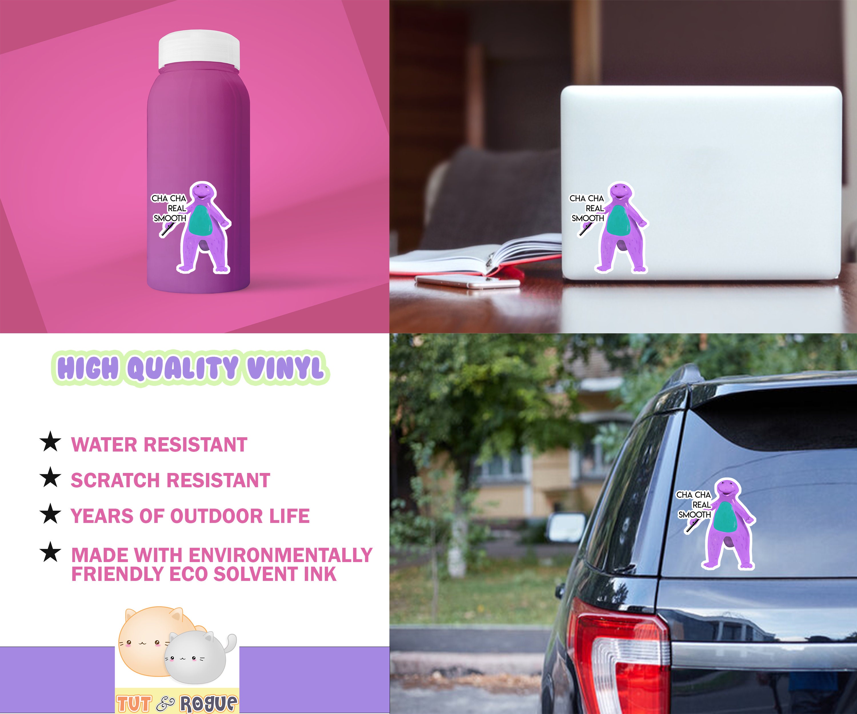 Barney the Dinosaur Meme Vinyl Sticker Cha Cha Real Smooth - Etsy México