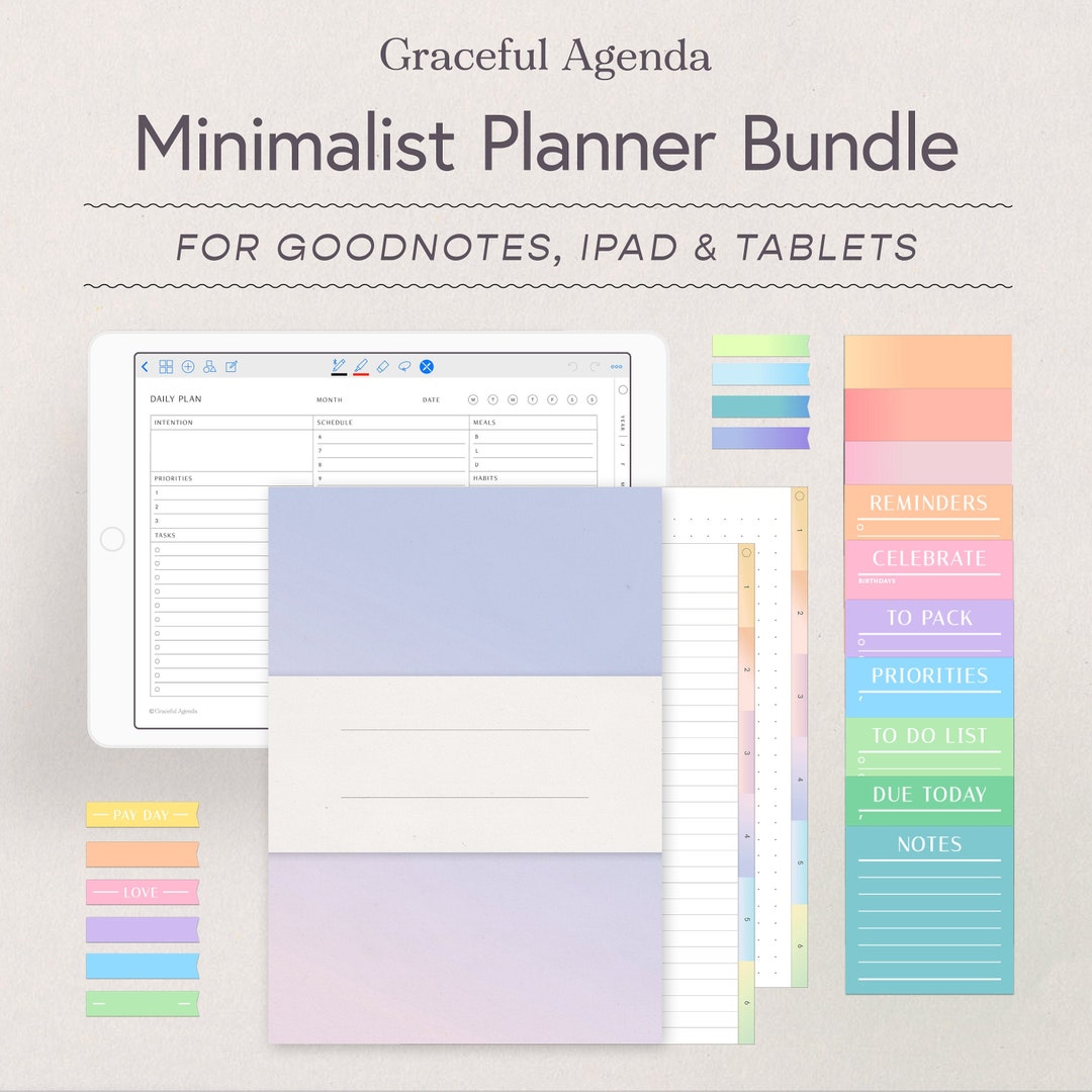 Minimalist Digital Planner Bundle | Goodnotes iPad Planner With ...