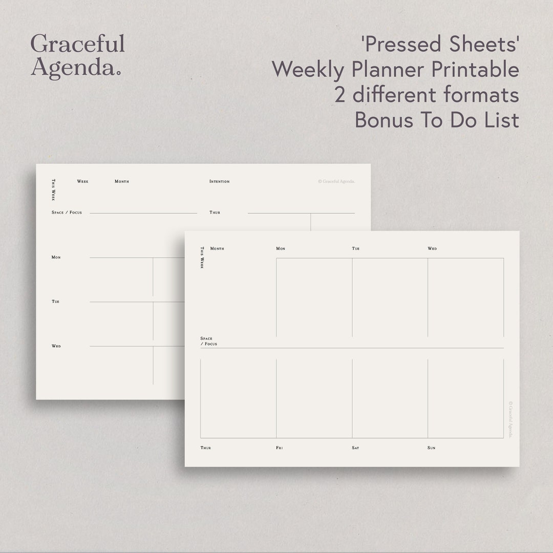 Weekly Planner Printable Set, Deskpad, Extended Hours, to Do List ...