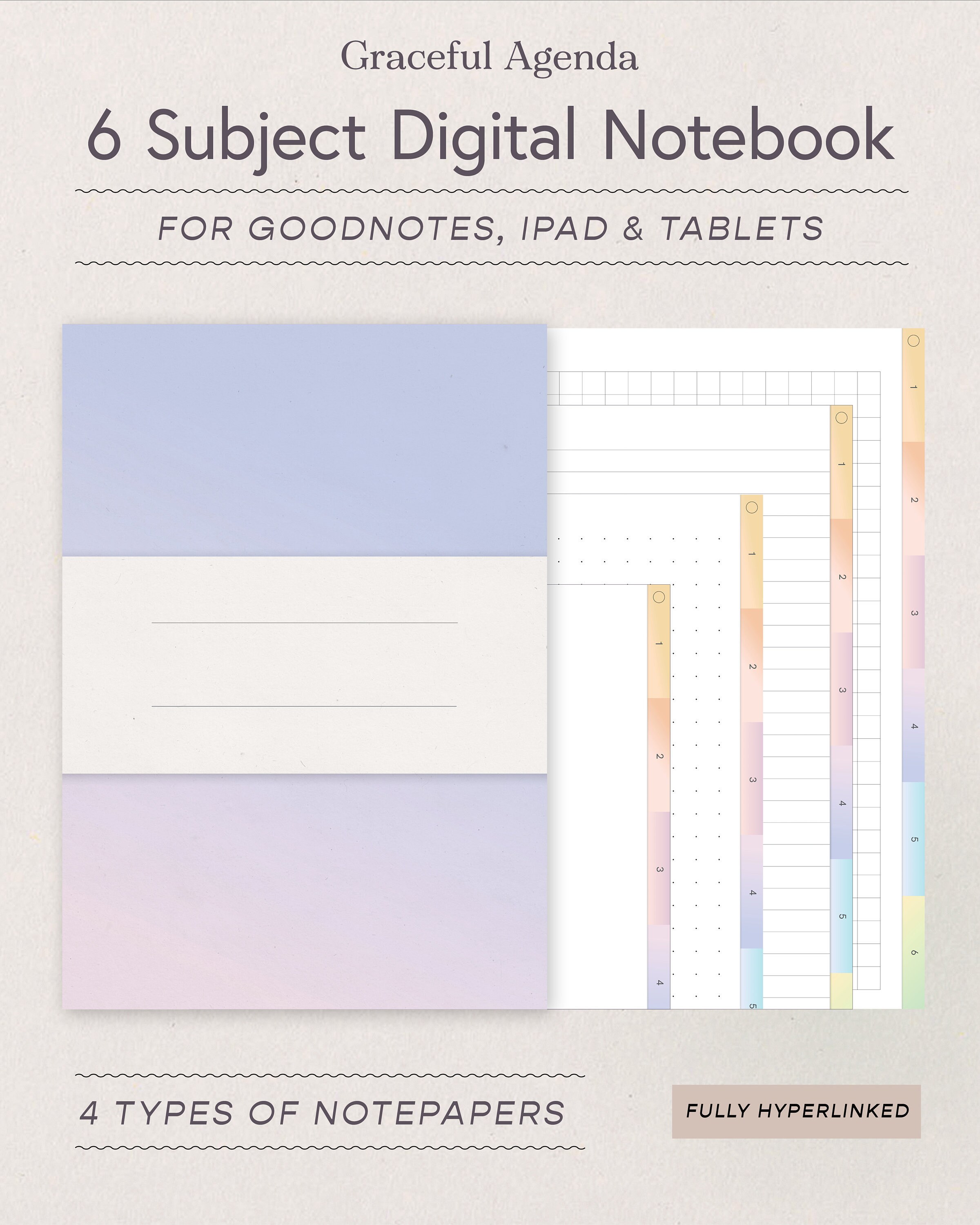 Digital 6 Subject Notebook, College Student, Goodnotes, Hyperlinked ...