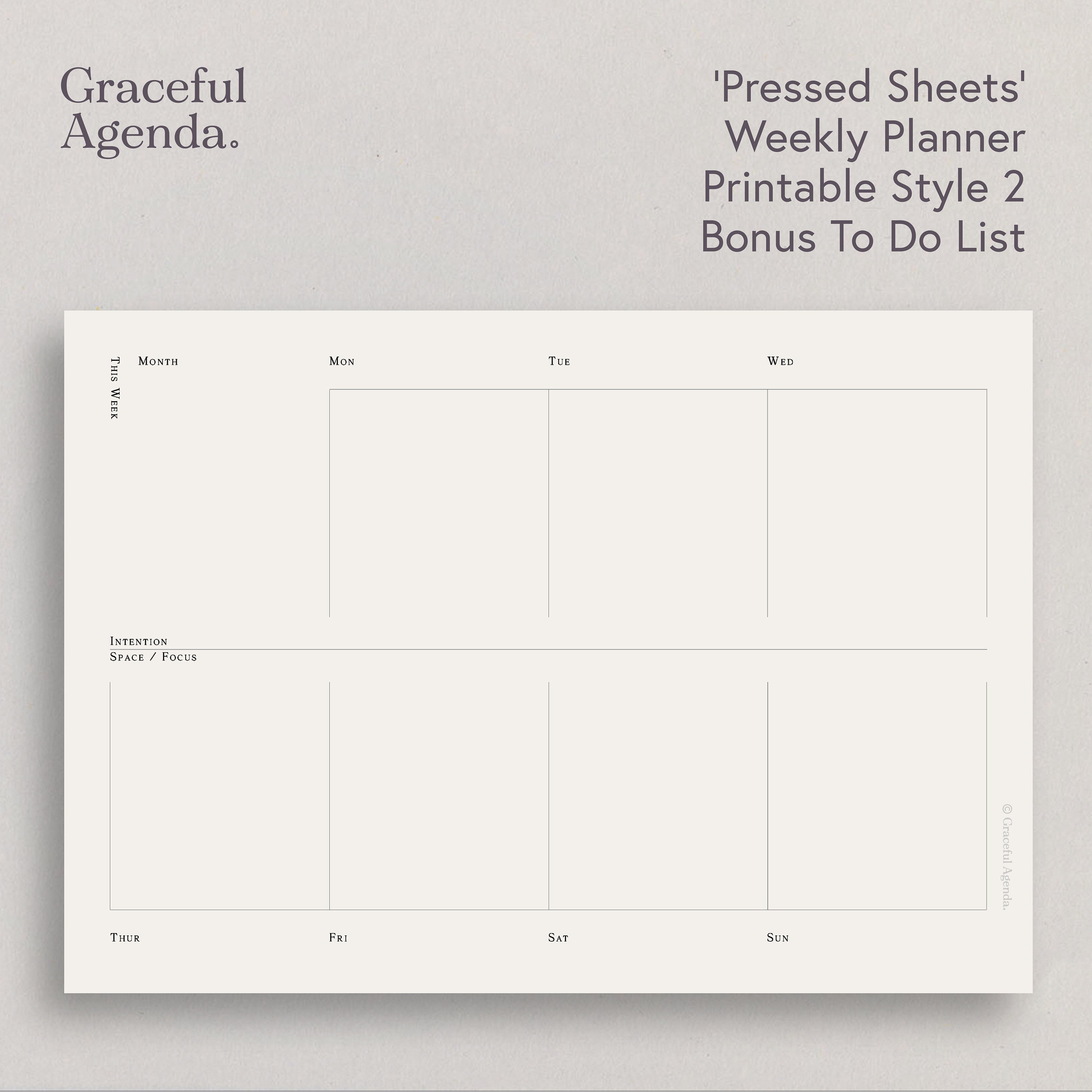 Weekly Planner Printable Style 2, Deskpad, Monday & Sunday Starts ...