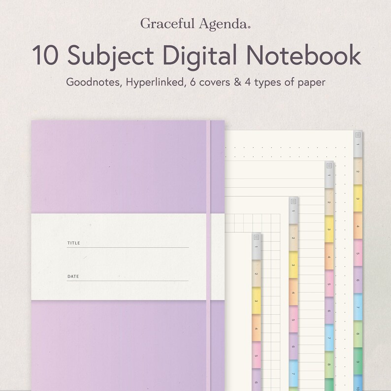 10 Subject Digital Notebook, College Student, Goodnotes, Hyperlinked ...