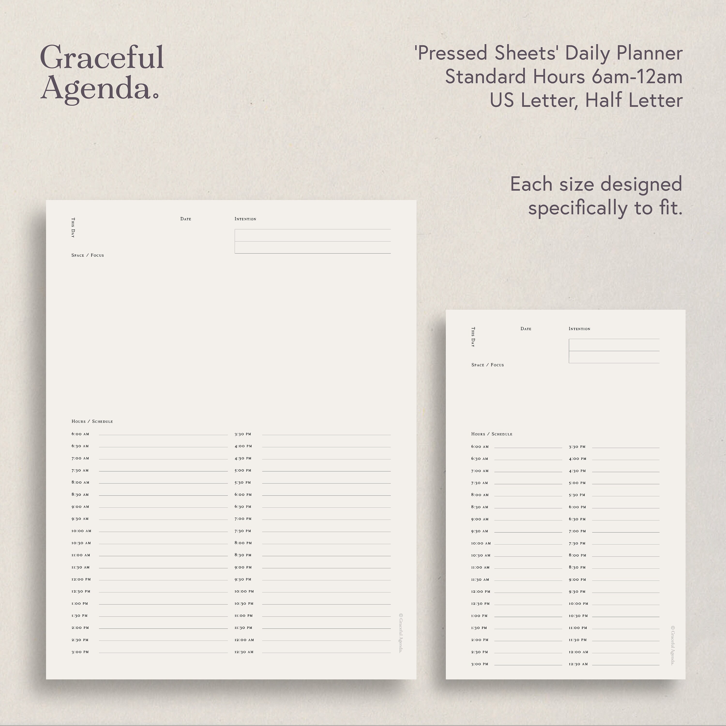 Daily Planner Half Hour Format Printable Hourly Schedule - Etsy