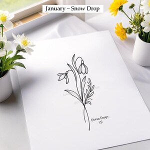 January Birth Flower, Snowdrop Birth Flower, Birth Flower Tattoo ...