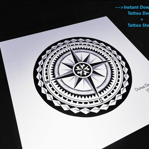Polynesian Compass Tattoo Design and Stencil | Polynesian Compass Rose ...
