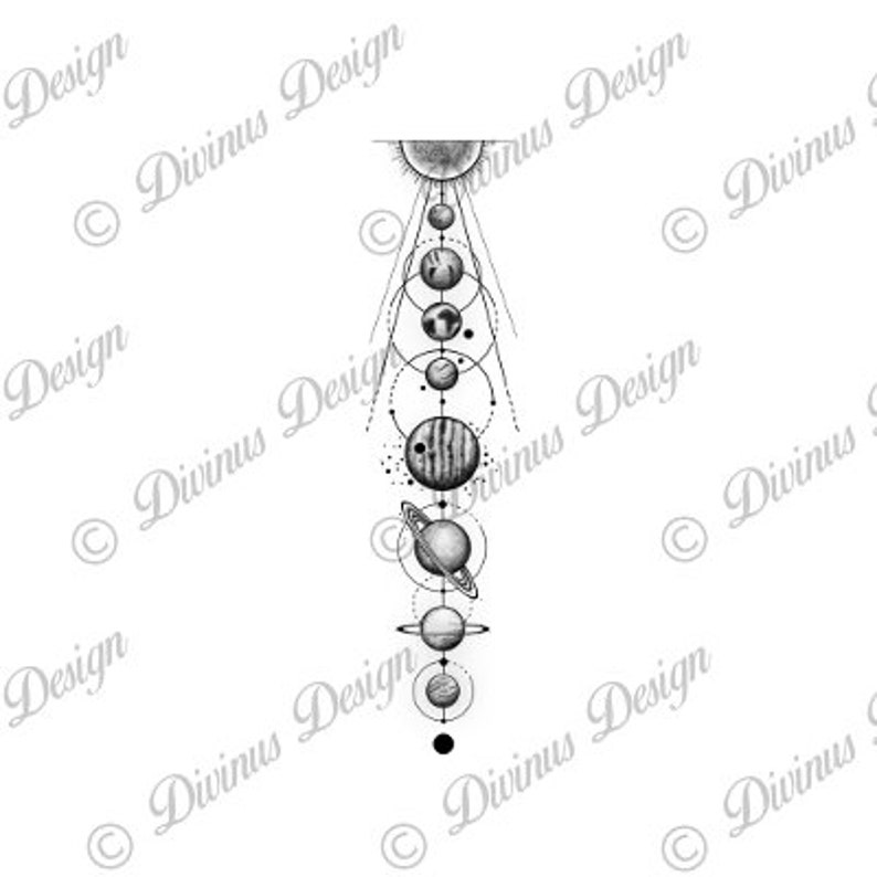 Geometric Solar System Tattoo Design and Stencil Instant - Etsy UK