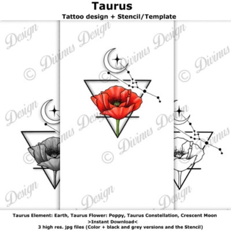 Taurus Horoscope Flower Tattoo Tattoo Design and Tattoo - Etsy