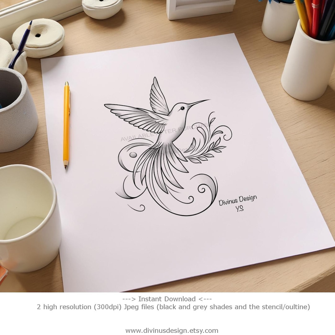 Hummingbird Tattoo Design - Feminine Humming Bird Tattoo - Symbol of ...