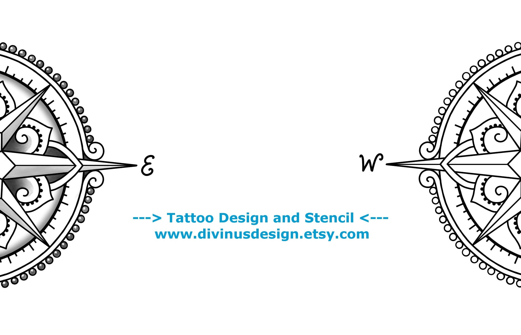 Buy Feminine Compass Rose Tattoo Design and Stencil La Rose Des Online ...