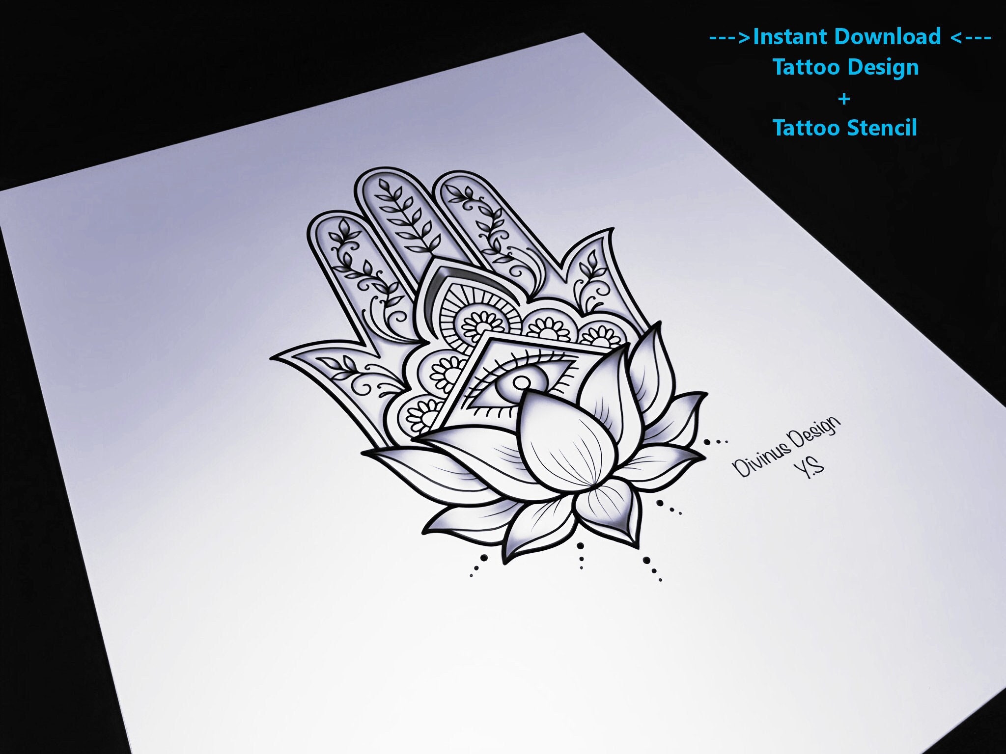 Hamsa Tattoo Stencil