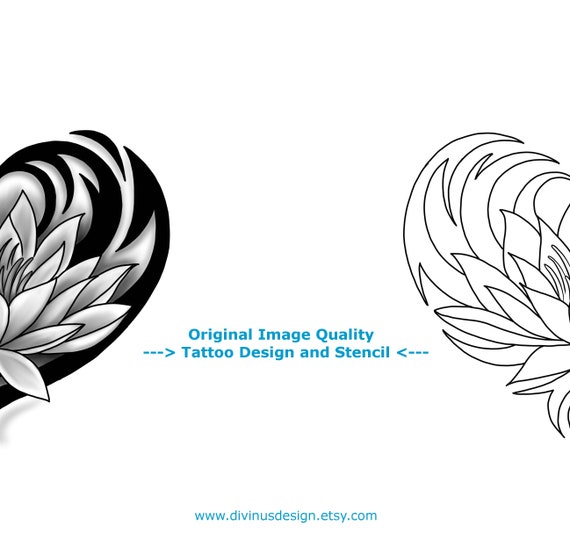 Tribal Heart And Flower Tattoo Designs