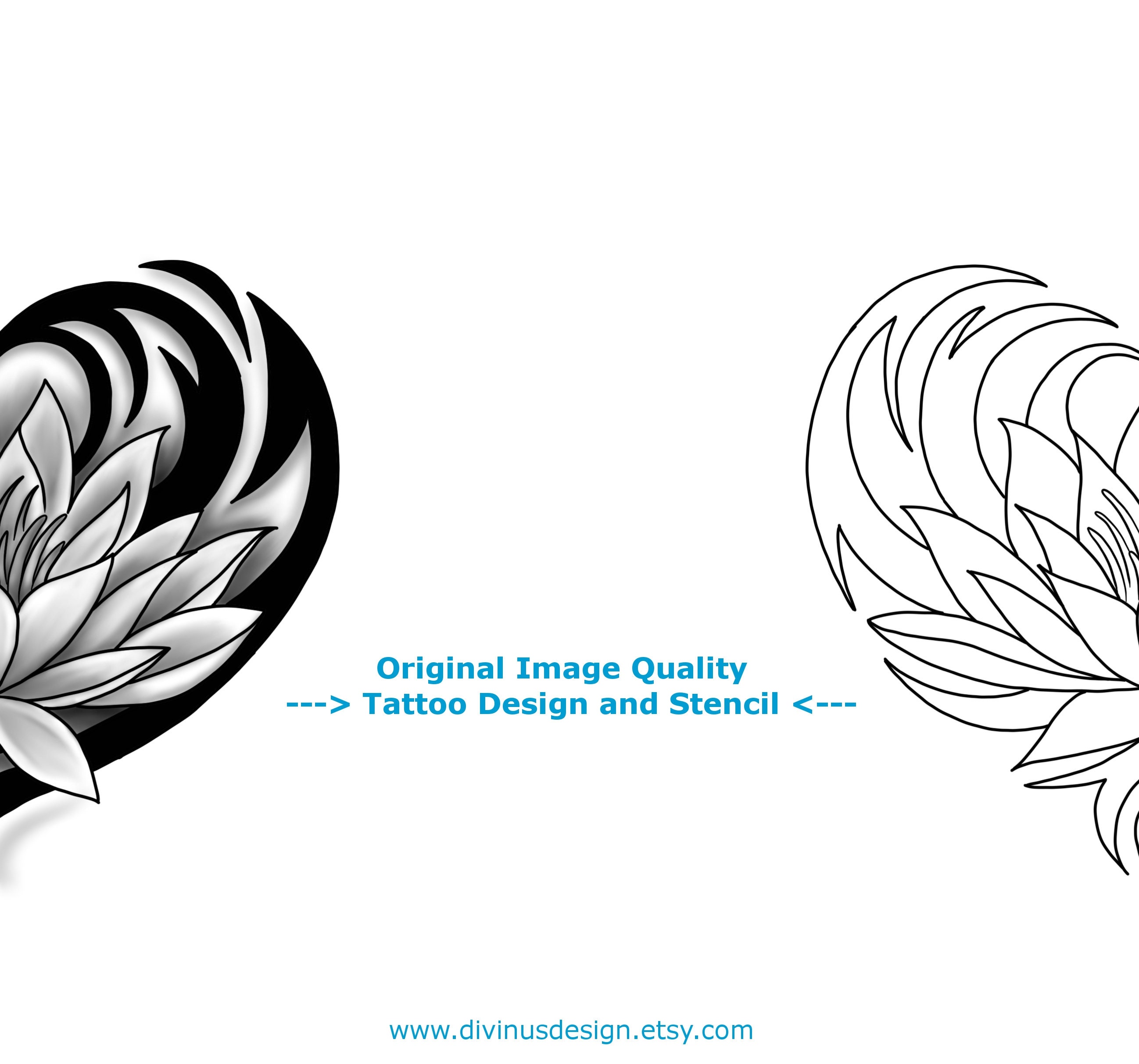 Tribal Heart Lotus Flower Tattoo Design and Stencil Instant - Etsy ...