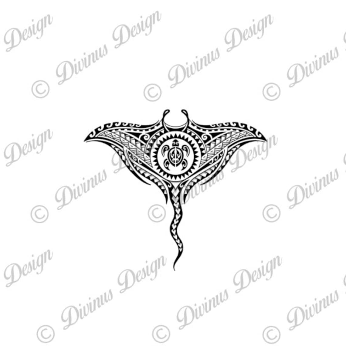 Polynesian Manta Ray Tattoo Design and Stencil/template | Etsy