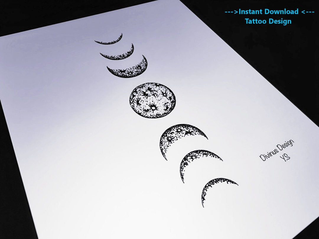 Moon Phases Tattoo Design | Tattoo Design Moon Phase | Design and ...