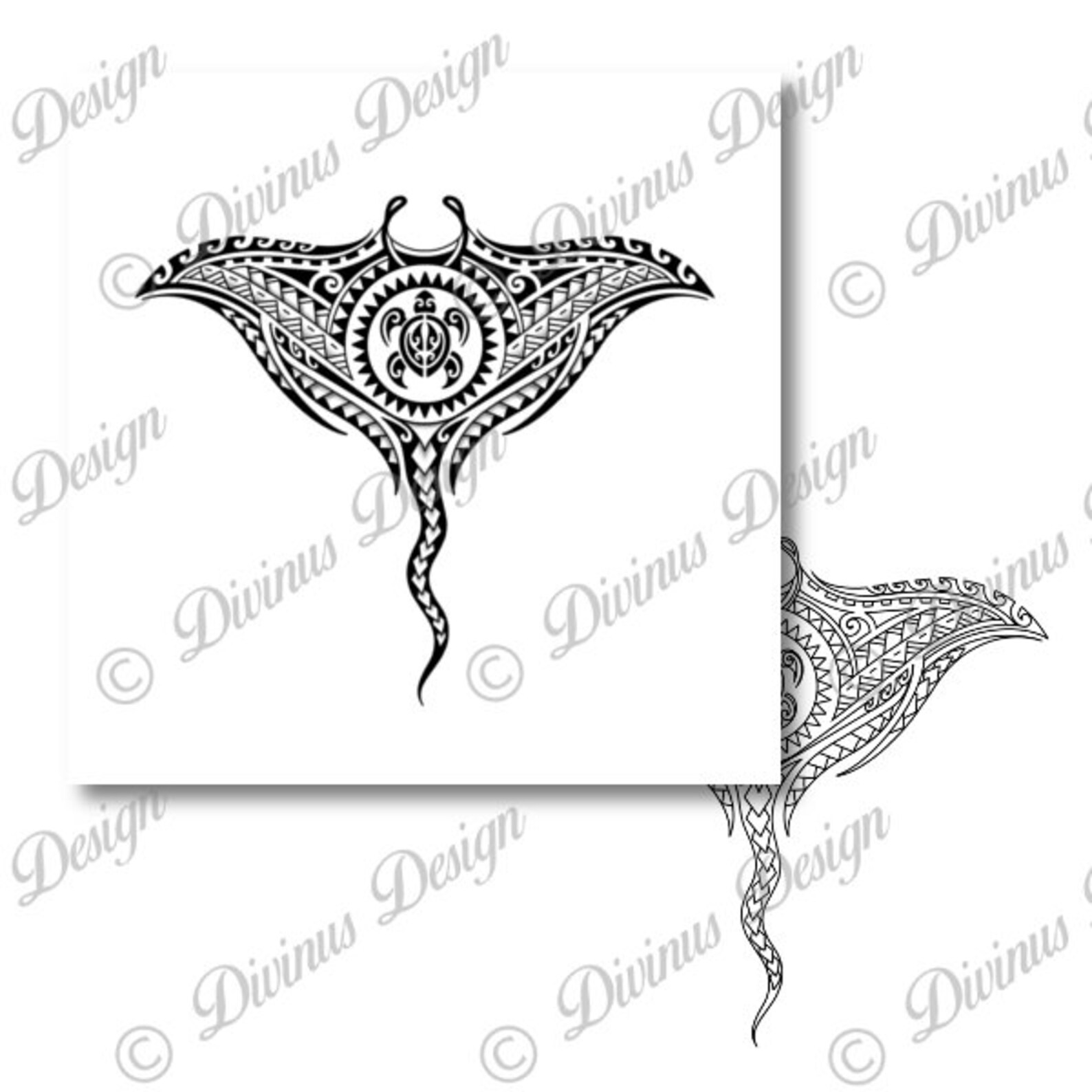 Polynesian Manta Ray Tattoo Design and Stencil/template Instant Digital ...