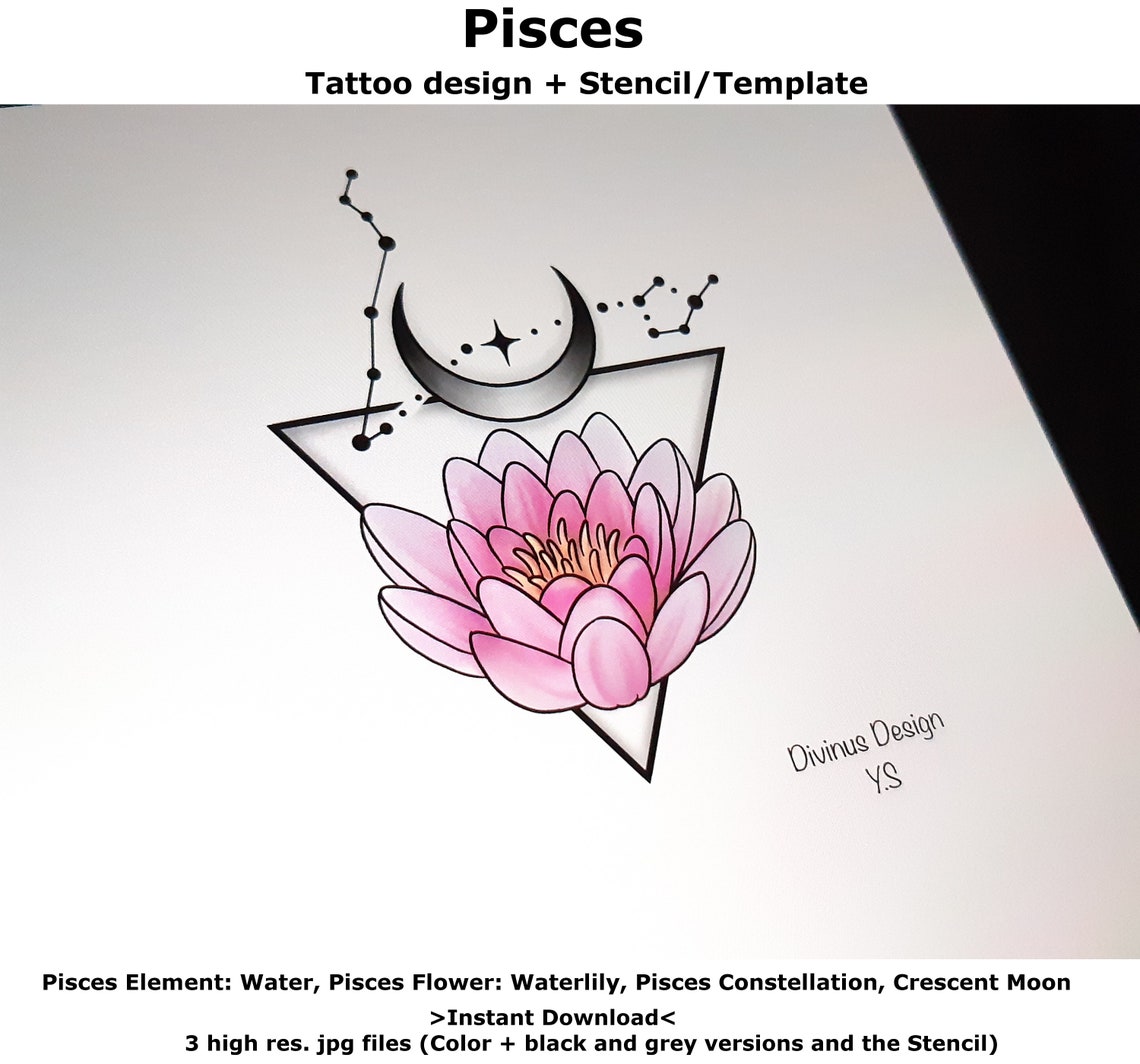 Pisces Horoscope Flower Tattoo Tattoo Design and Tattoo - Etsy