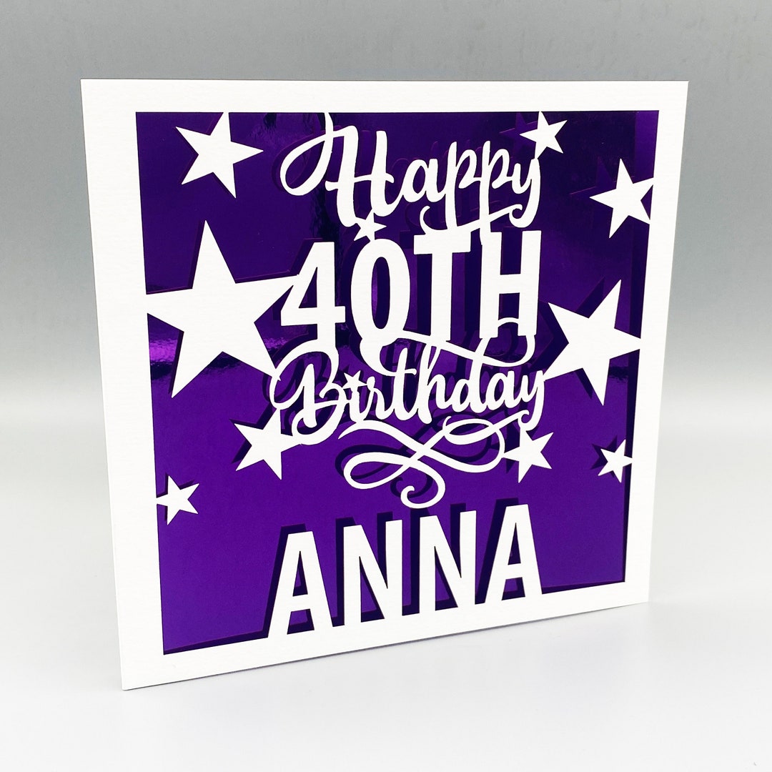 Personalised 40th Birthday Card for Her Custom 40th Birthday Card for ...