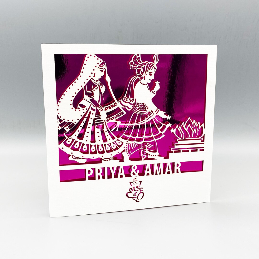 Personalised Laser-cut Indian Wedding Card, Glitter Inlay - Etsy