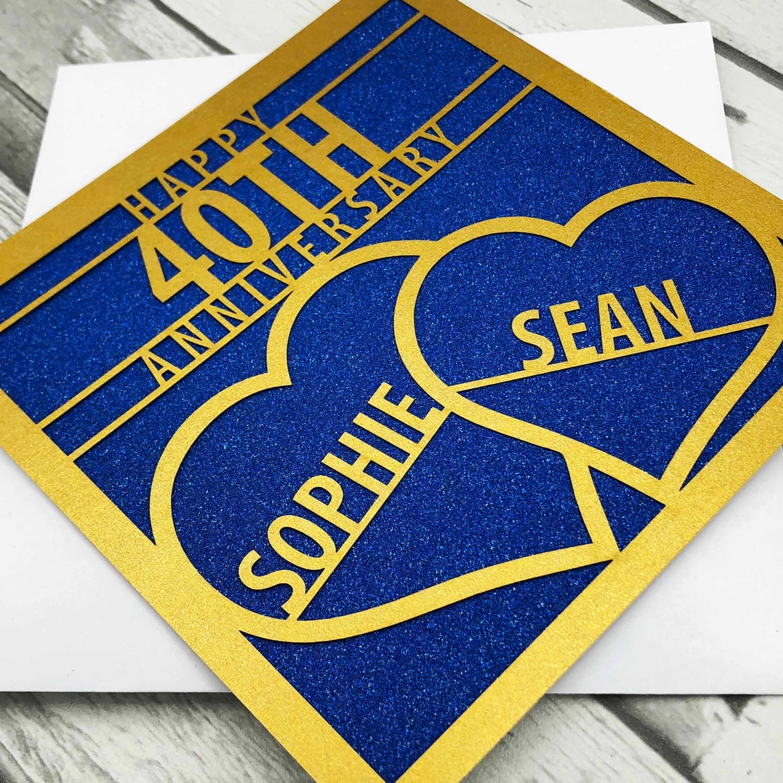 Personalised 40th Anniversary Card, Laser Cut - Etsy