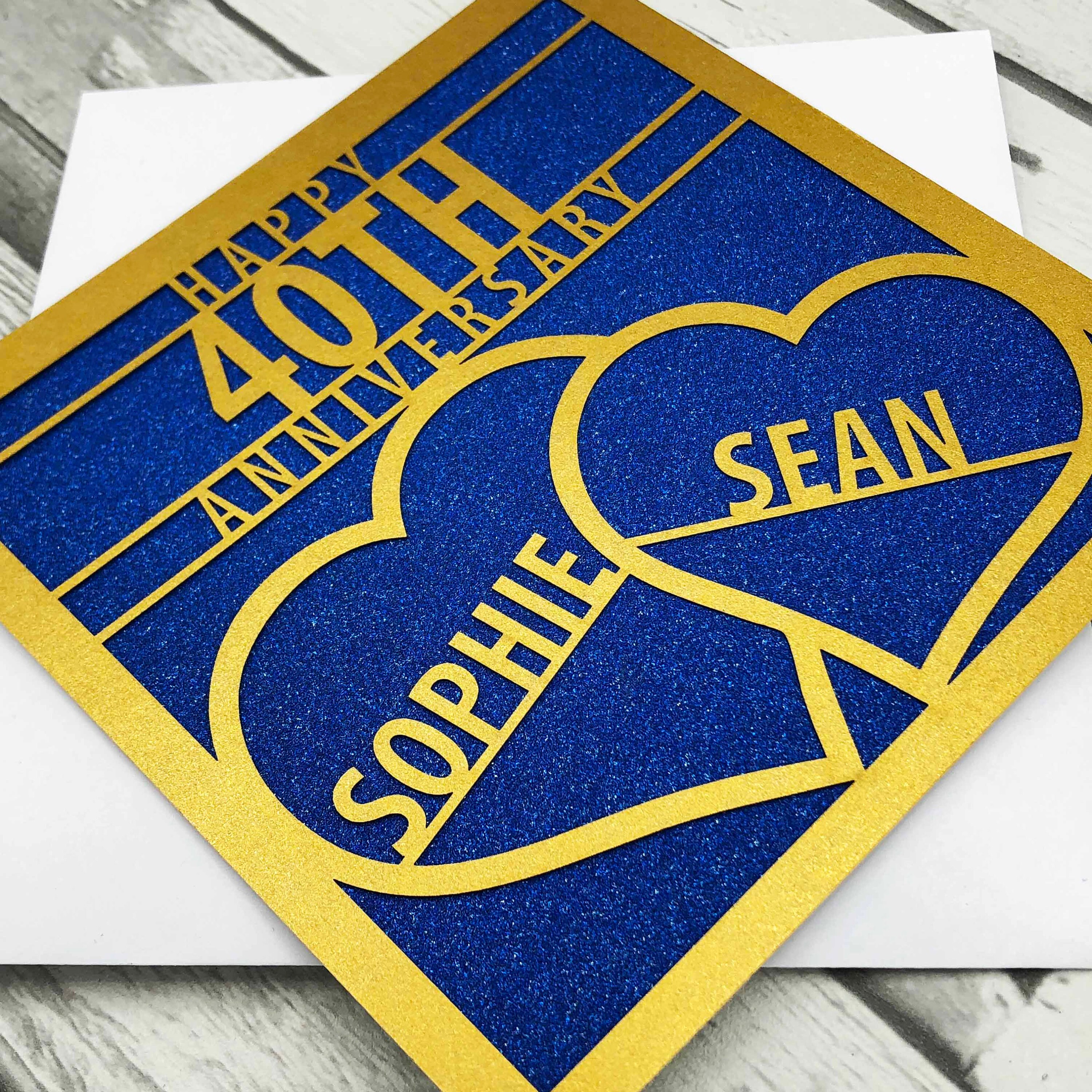 Personalised 40th Anniversary Card, Laser Cut - Etsy