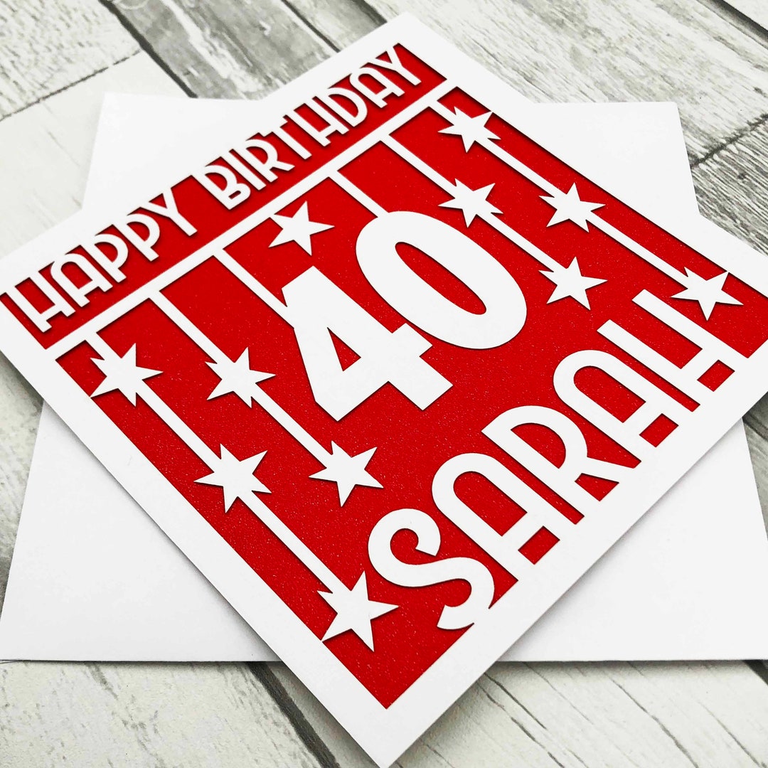 Personalised 40th Birthday Card for Her Custom 40th Birthday Card for ...