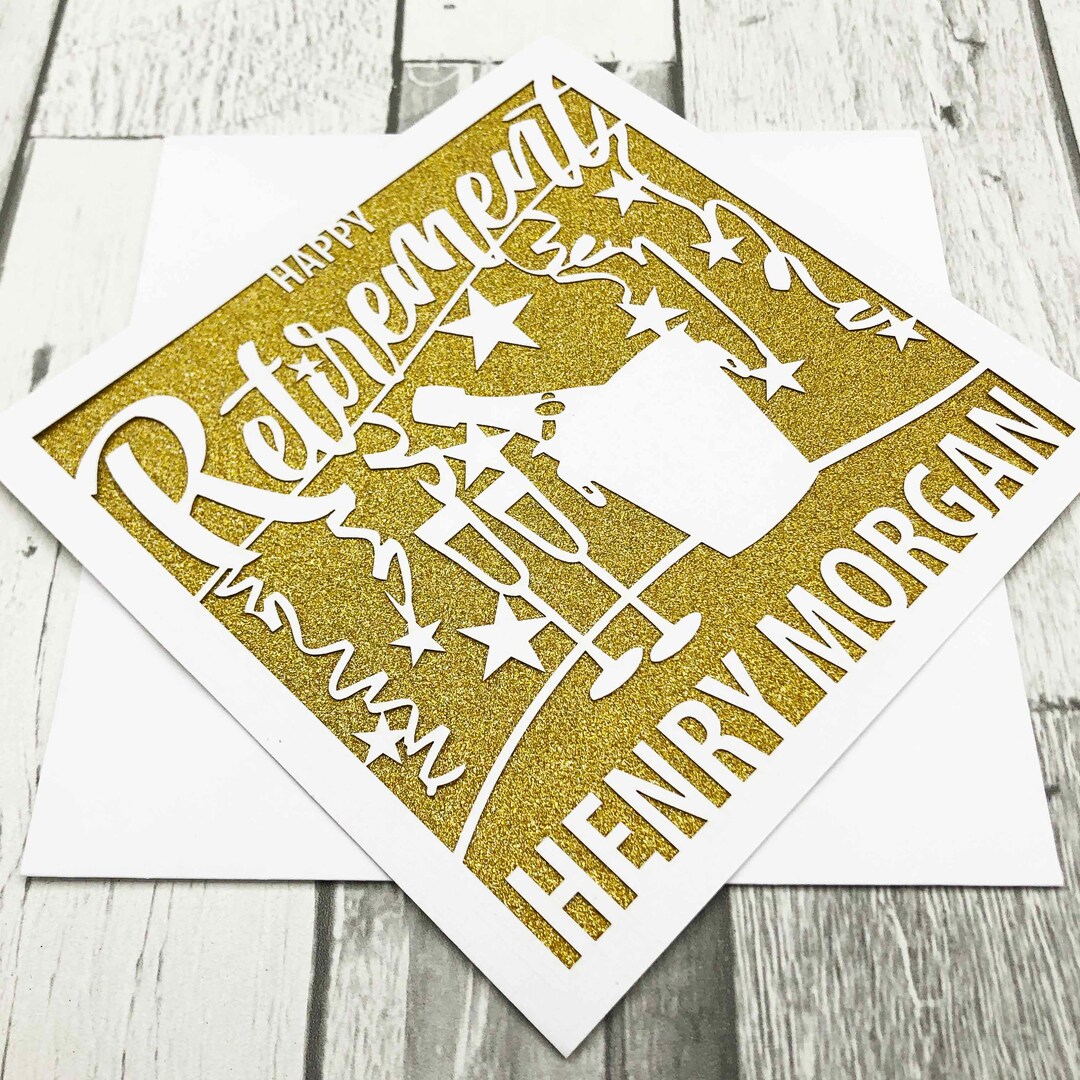 Personalised Retirement Card, Laser Cut Glitter Design - Etsy
