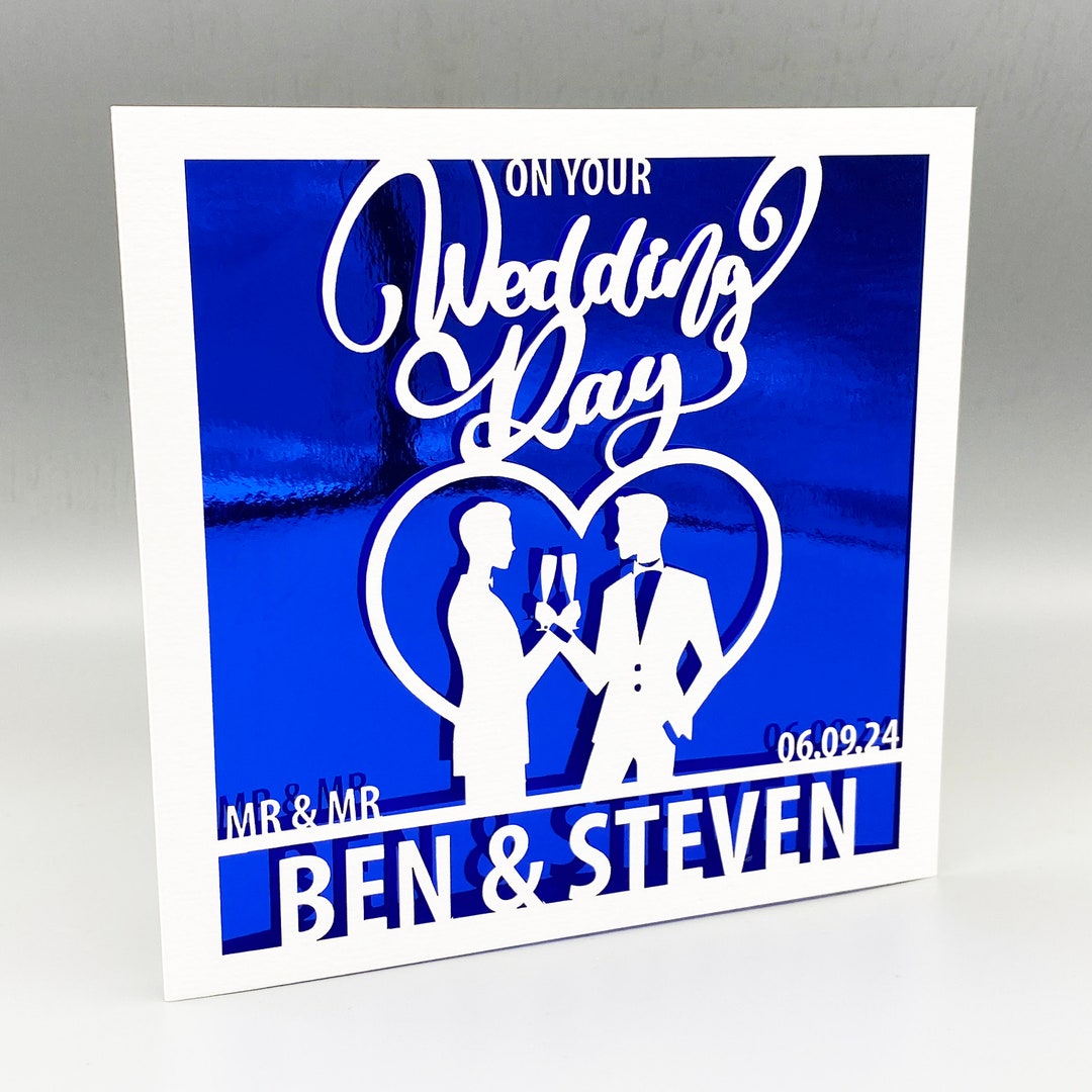 Personalised Gay Wedding Card, Glitter Inlay, Mr. & Mr. - Etsy UK