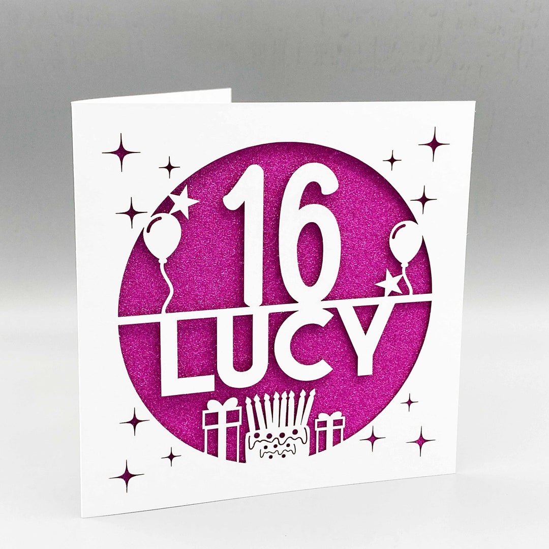 Personalised 16th Birthday Card for Her Custom 16th Birthday Card for ...