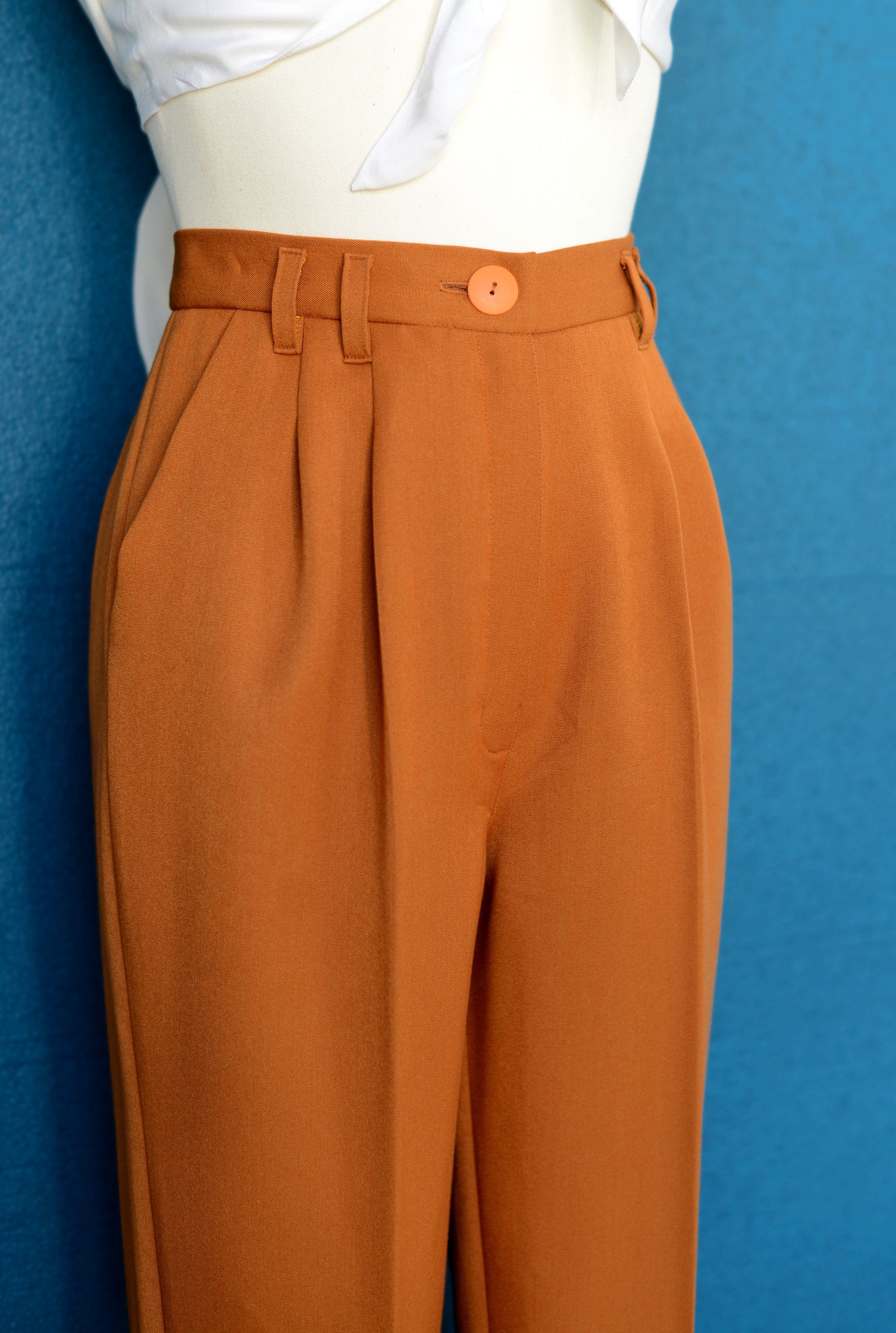 Vintage 40s Style Slacks in Cognac Brown With Pleats Size US | Etsy