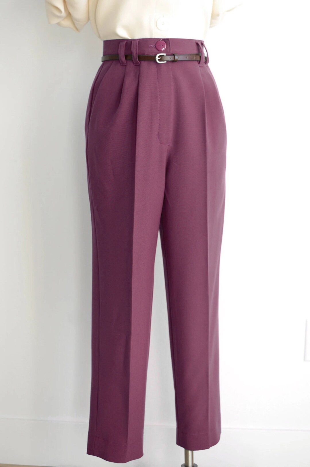 Vintage 40s Style Slacks in Mauve / Old Rose Color With Pleats, Made to ...