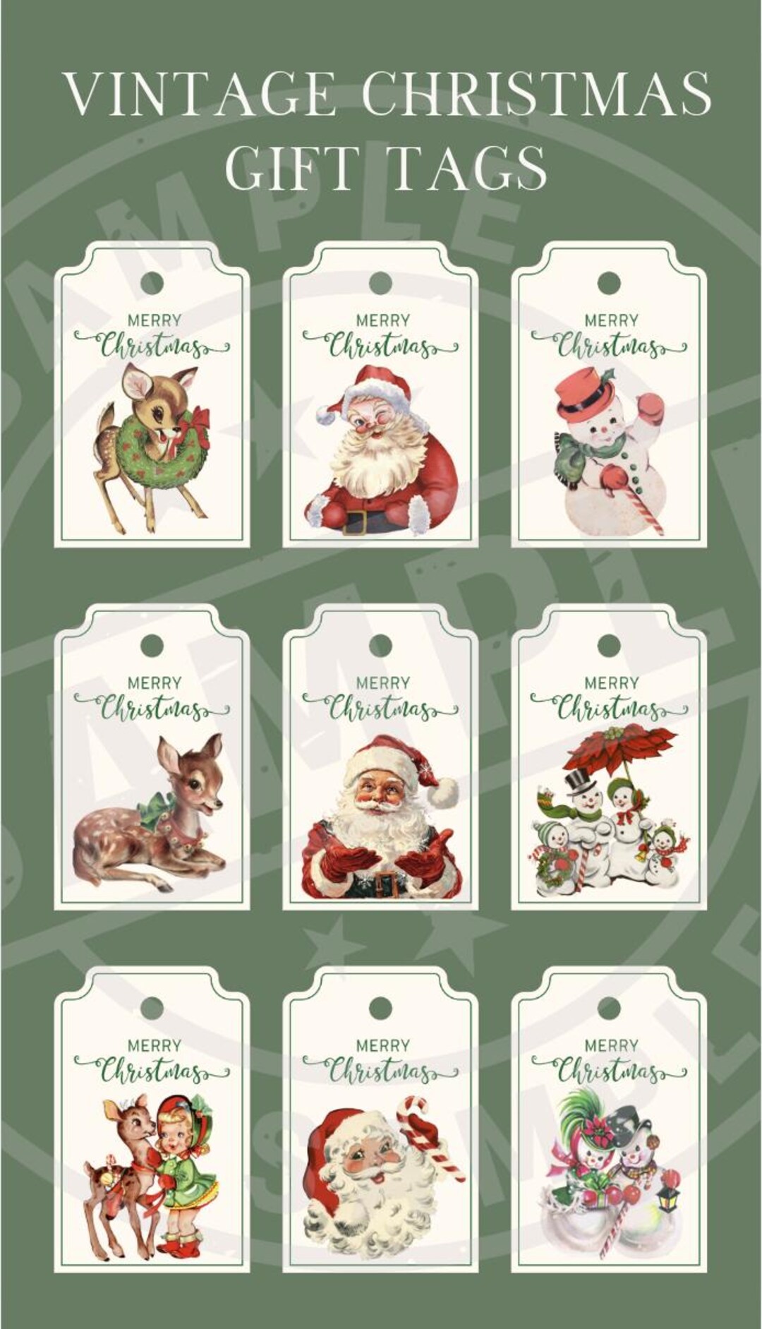 Vintage Christmas Gift Tags | Printable Holiday Tags | Retro Christmas ...