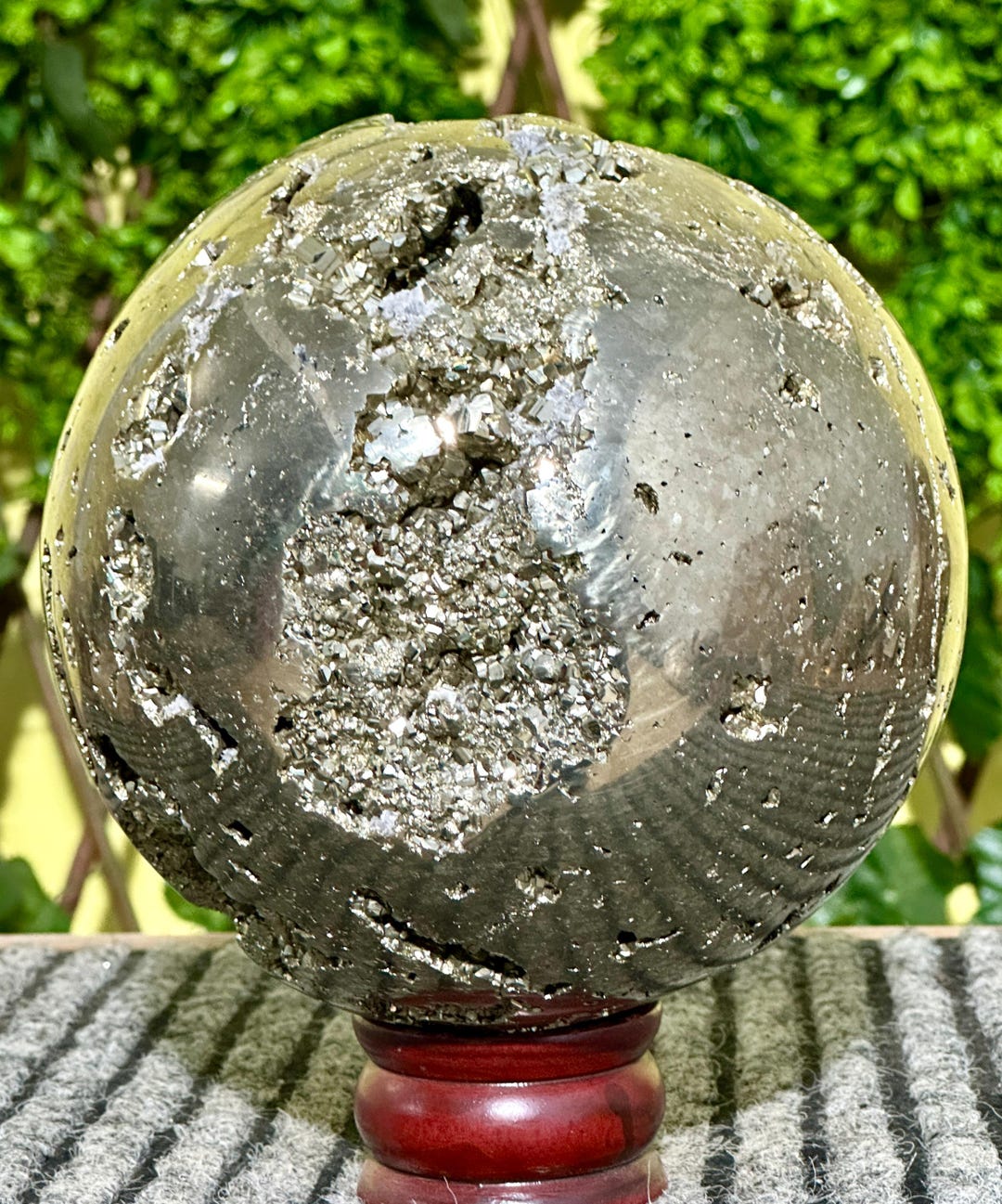 Large 160MM Rare Peru Pyrite Sphere Druzy Meditation Wealth Stone, Home ...