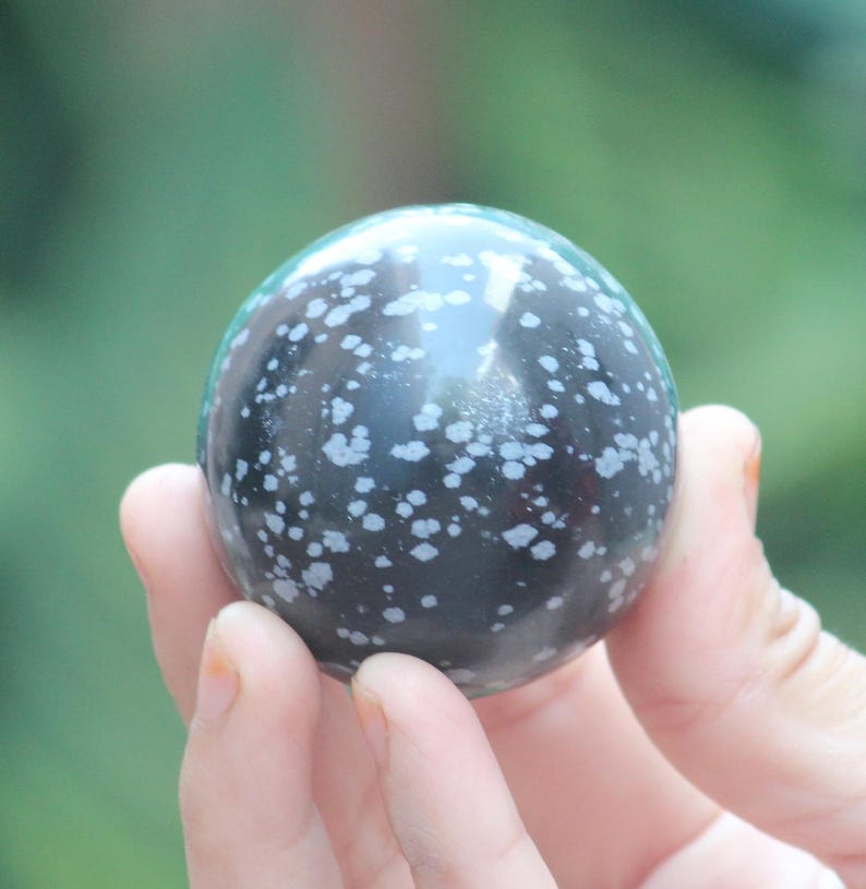 Mini 50MM Snowflake Obsidian Sphere: Healing Chakra Crystal Stone - Etsy