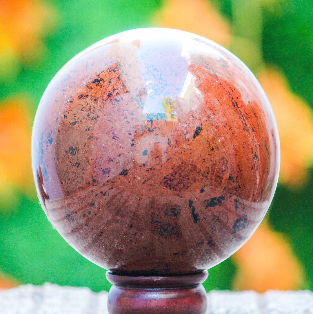 135MM Large Red Mahogany Obsidian Stone Energy Power Meditation Aura ...